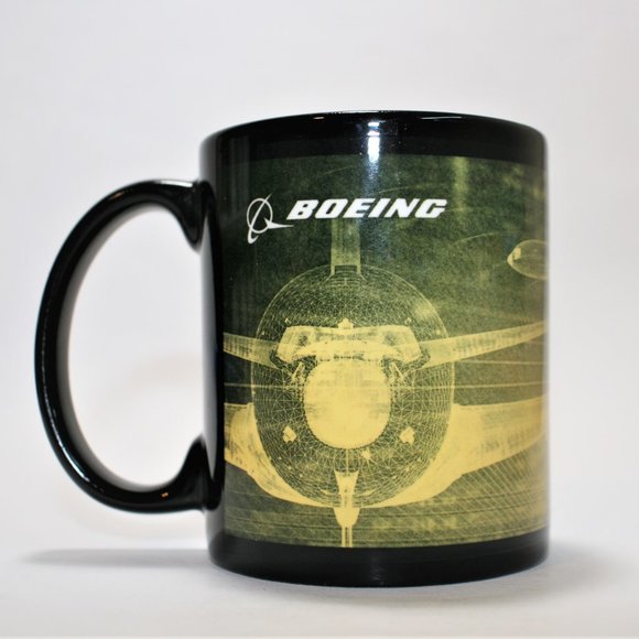 Boeing | Dining | Boeing Coffee Mug Black White Text Yellow Graphics ...